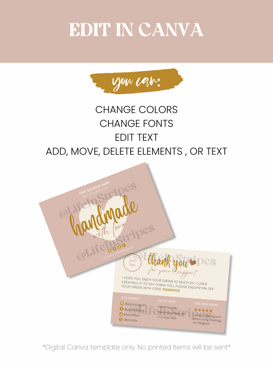 Editable Thank You Card - Handmade with Love – Life in Stripes Boutique